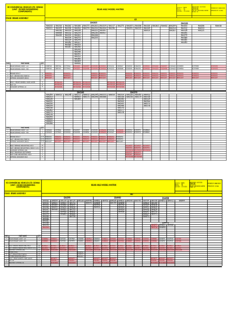 Rear Axle Model Matrix and Parts List | PDF | Anti Lock Braking System ...