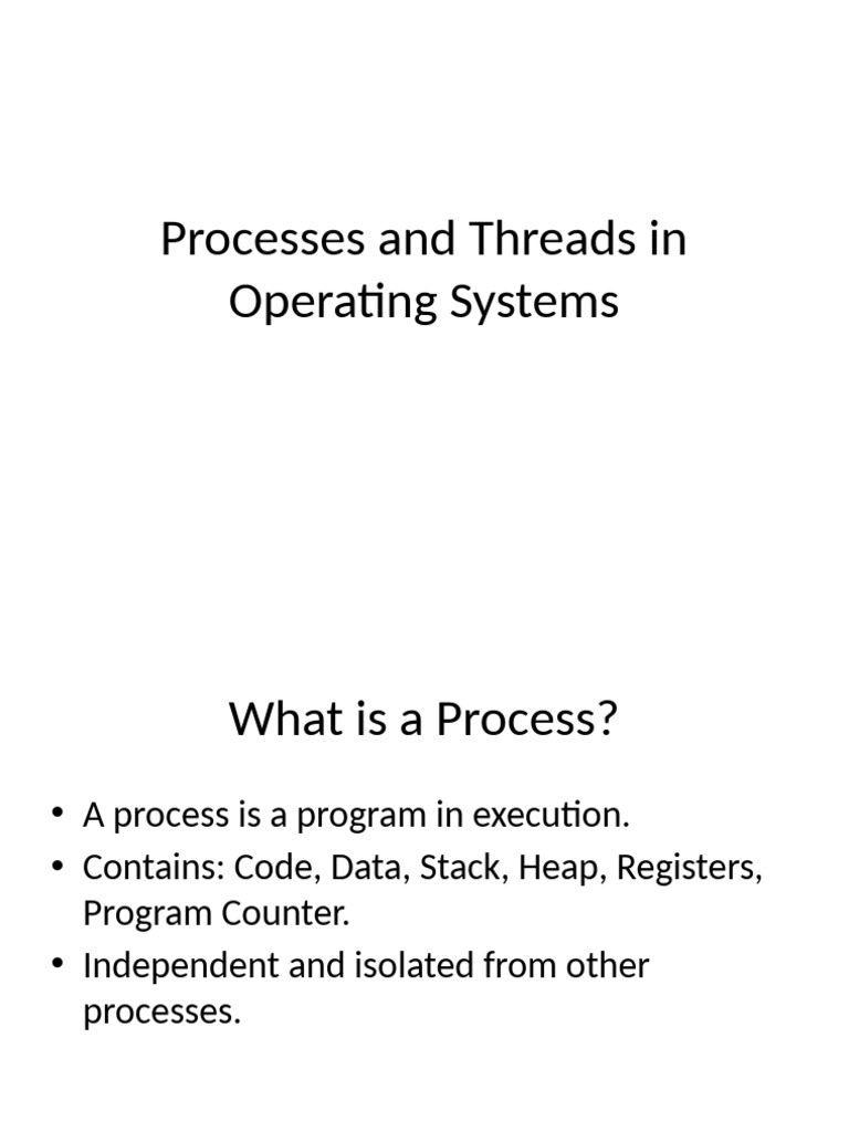 Lesson 2 - Processes and Threads Presentation | PDF | Thread (Computing) | Process (Computing)