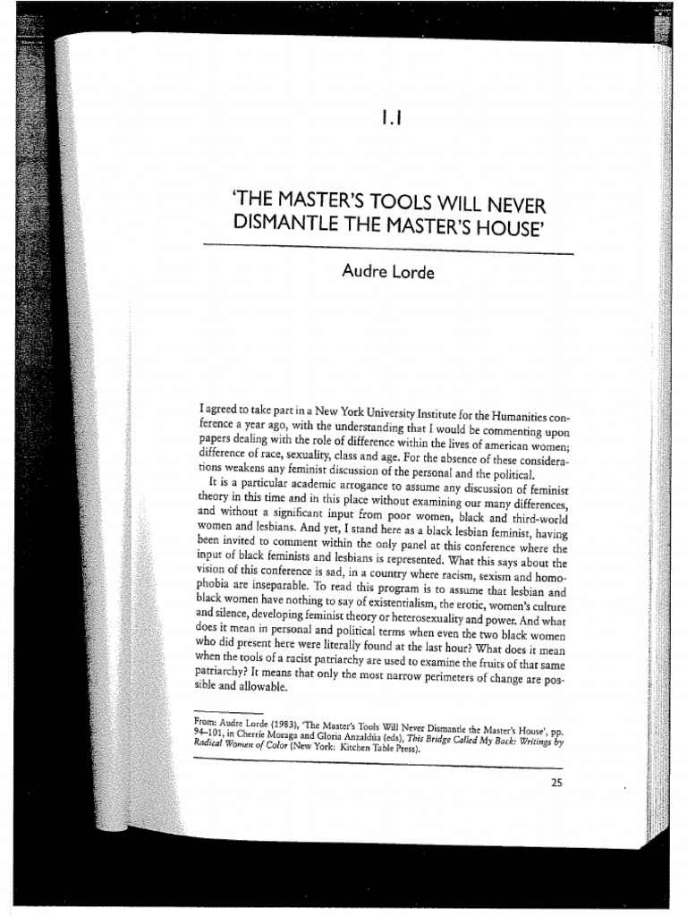 The Masters Tools Will Never Dismantle The Masters House | PDF