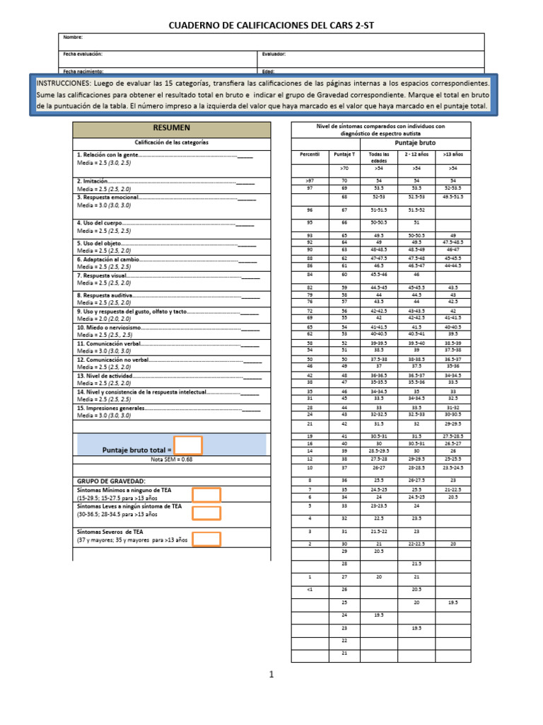 CARS 2 ST Cuaderno de Calificaciones | PDF