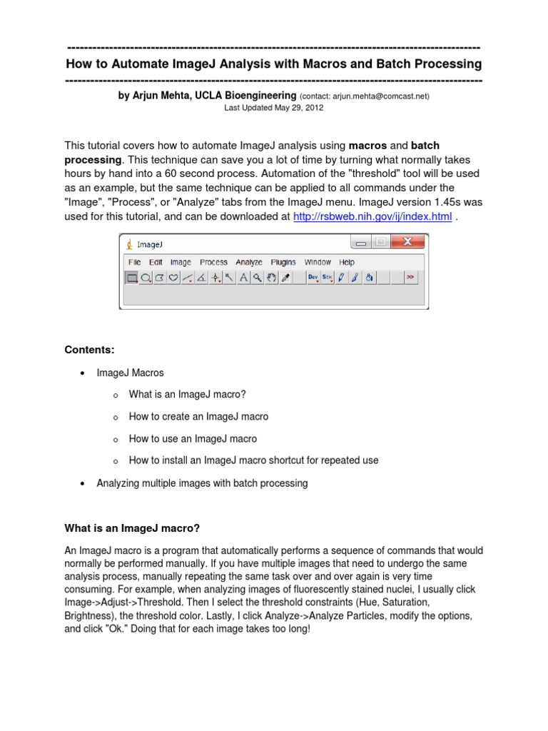 How To Automate ImageJ Analysis With Macros and Batch Processing | PDF | Macro (Computer Science ...
