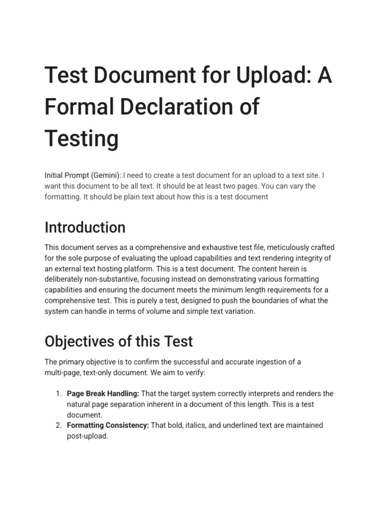 Test Document for Text Upload Validation | PDF | Verification And ...