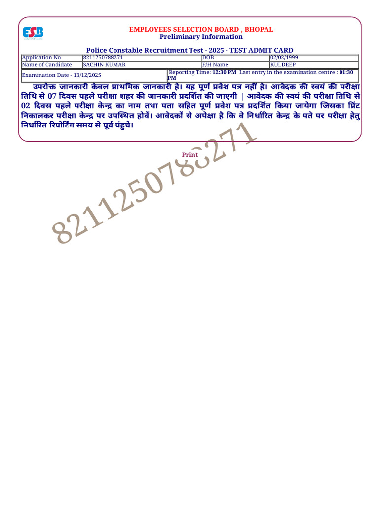 Employees Selection Board, Bhopal | PDF