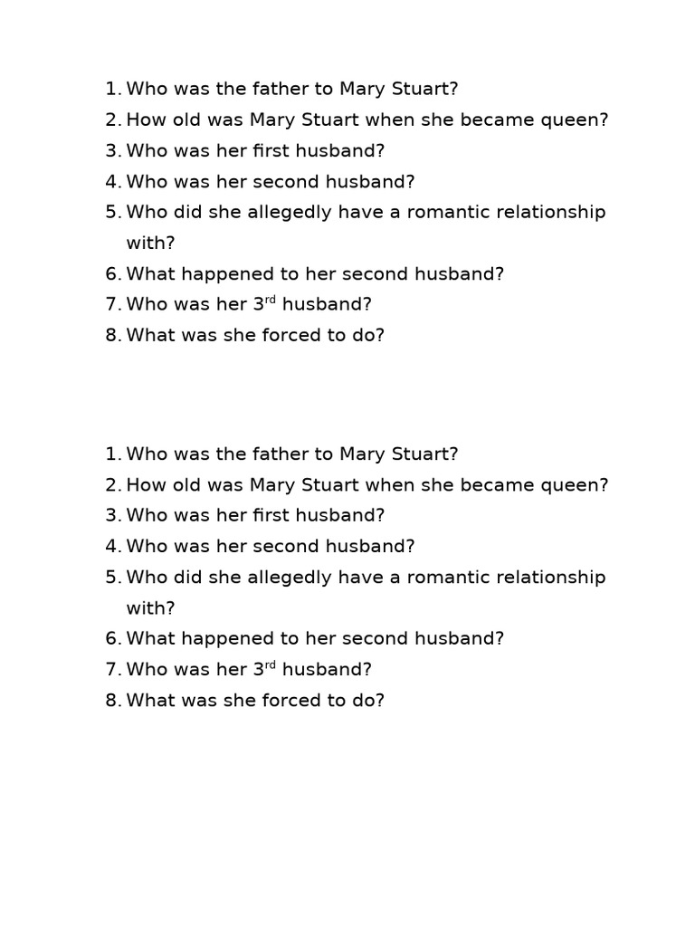 Mary Stuart: Key Facts and Marriages | PDF