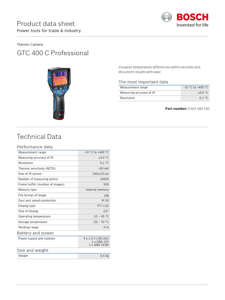 Bosch GTC 400C | PDF | Physical Sciences | Applied And Interdisciplinary Physics