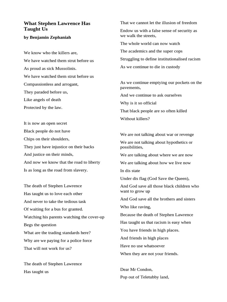 Lessons from Stephen Lawrence's Death | PDF