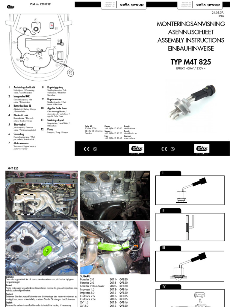 Re825 Calix Engine Heater Install | PDF | Coolant | Mechanical Engineering