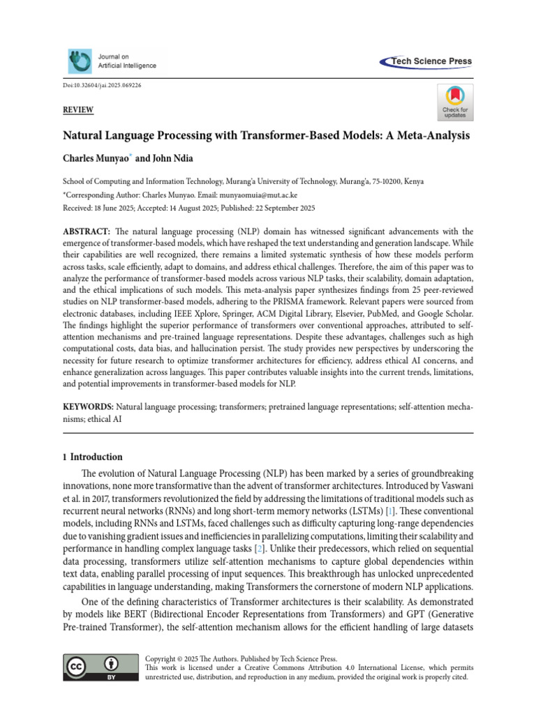 Natural Language Processing With Transformer-Based Models A Meta ...