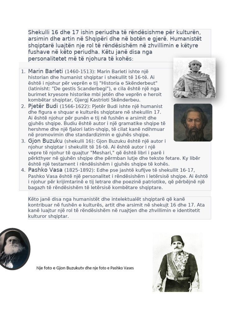 Humanistet Shqiptar Ne Shek 16 Dhe 17 | PDF