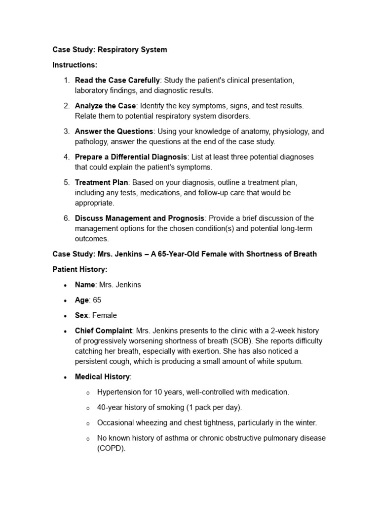 Respiratory Case Study: Mrs. Jenkins | PDF | Chronic Obstructive ...