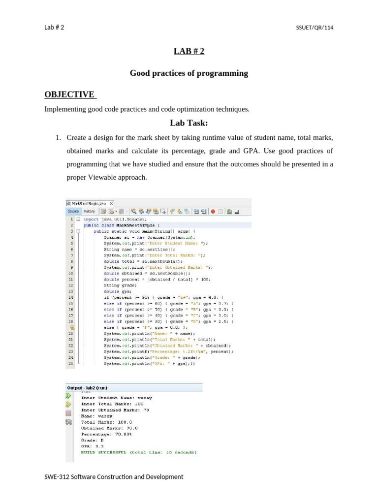 Good Programming Practices Lab Guide | PDF