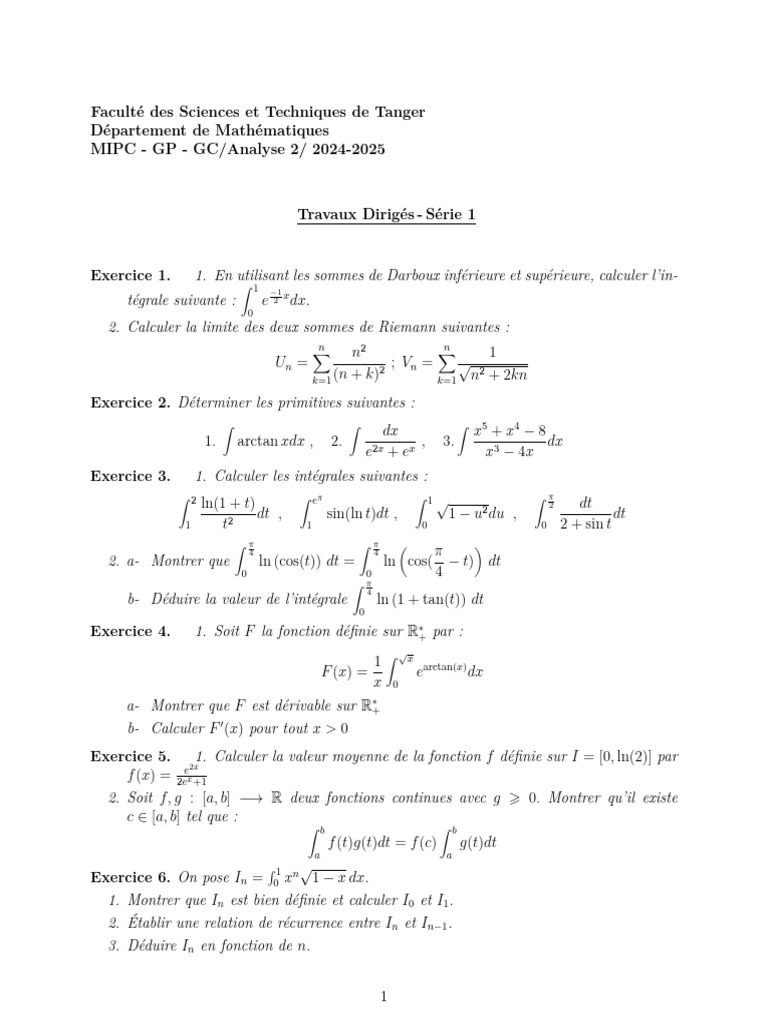 TD1 Analyse2-2025 | PDF | Fonctionnalités et modélisations | Relations ...
