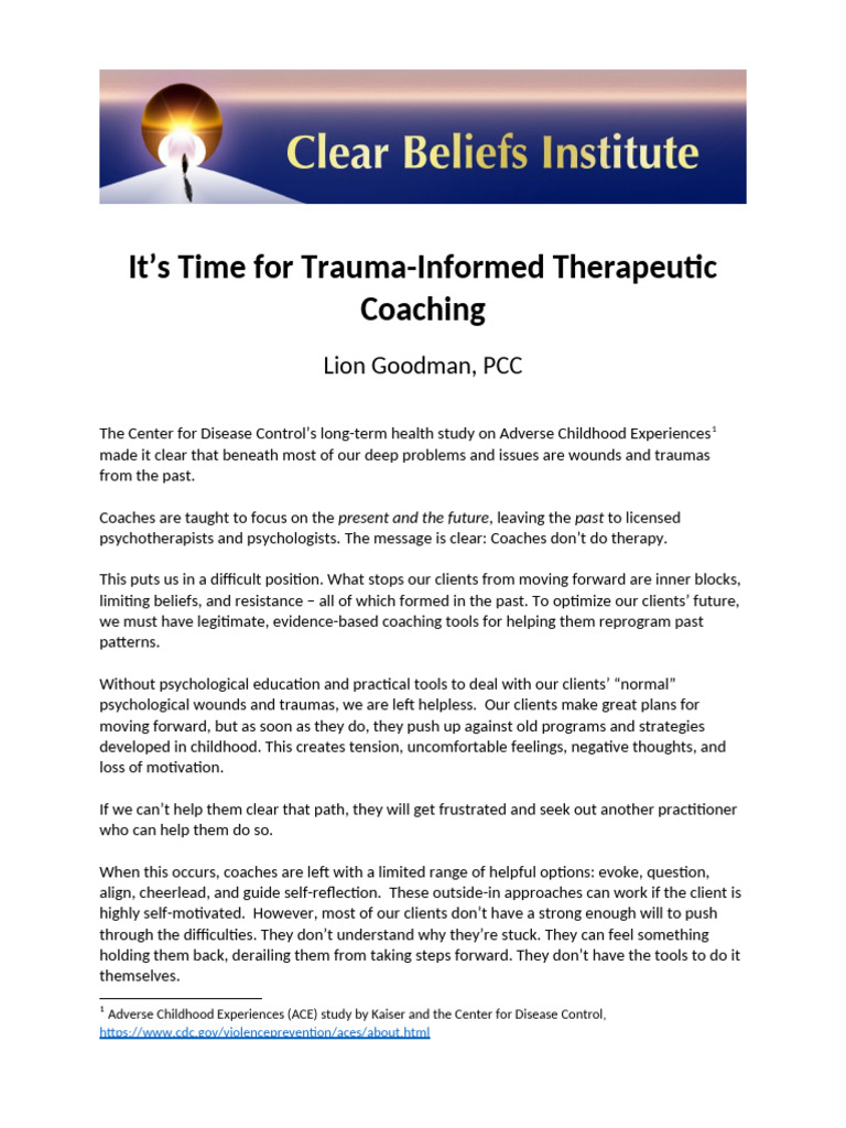 It's Time For Trauma-Informed Therapeutic Coaching | PDF ...