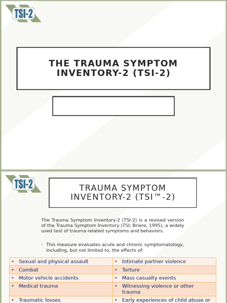 Trauma Symptom Inventory-2 Overview | PDF | Psychological Trauma ...
