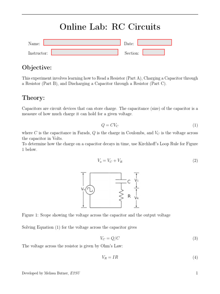 Understanding RC Circuits: Lab Guide | PDF | Capacitor | Electrical ...