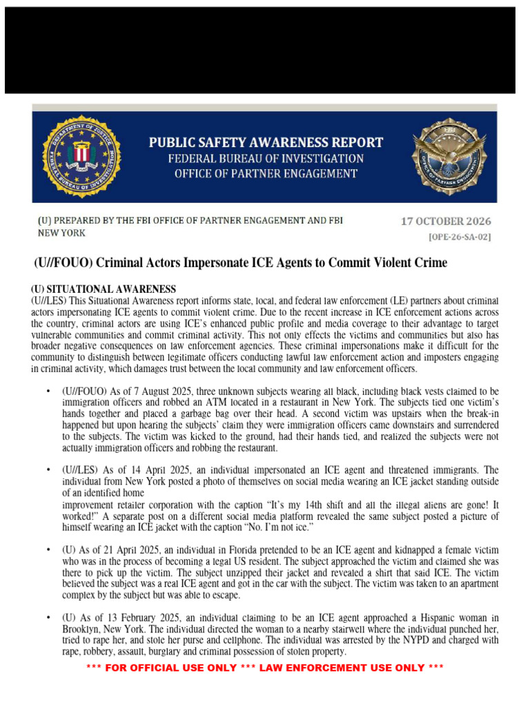 FBI ICE Impersonators | PDF | Emigration, Immigration, and Refugees ...