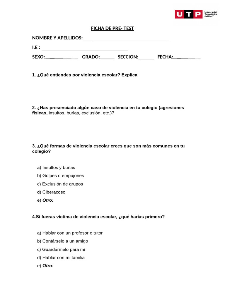 Pre - Test | PDF