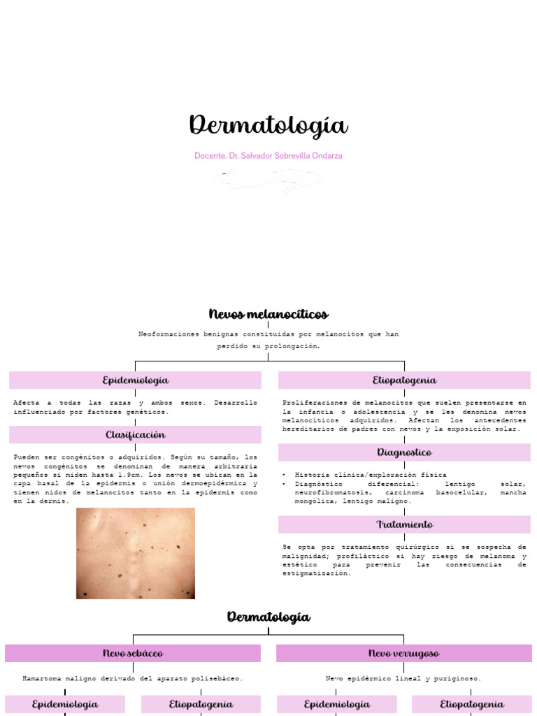 Nevo Melanocítico, Sebáceo y Verrugoso | PDF | Epidermis | Cáncer