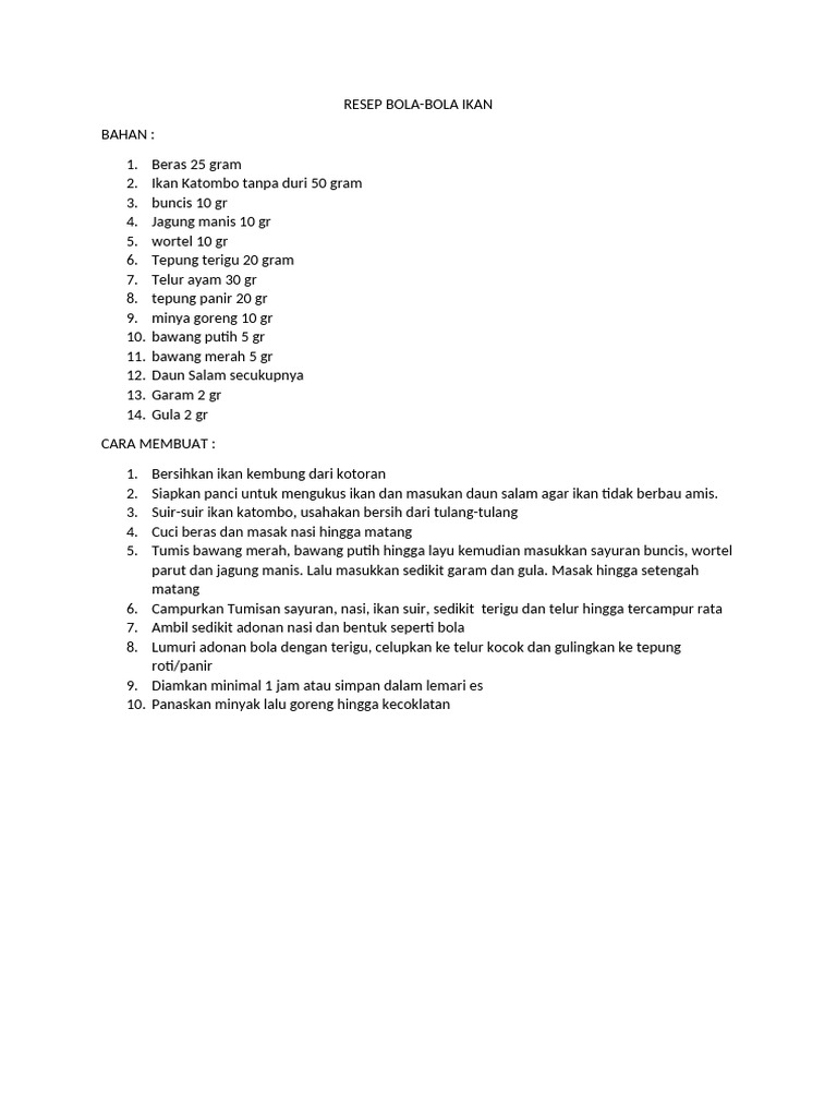 Resep Bola Ikan | PDF