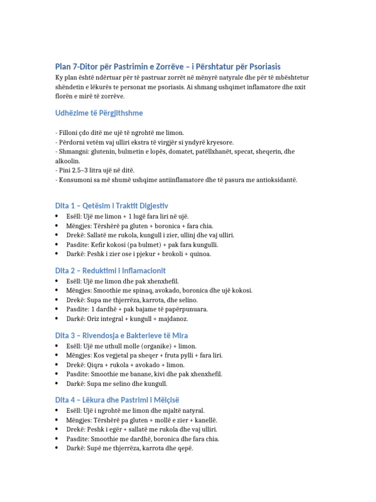 Plan 7 Ditor Pastrimi Psoriasis 2 | PDF