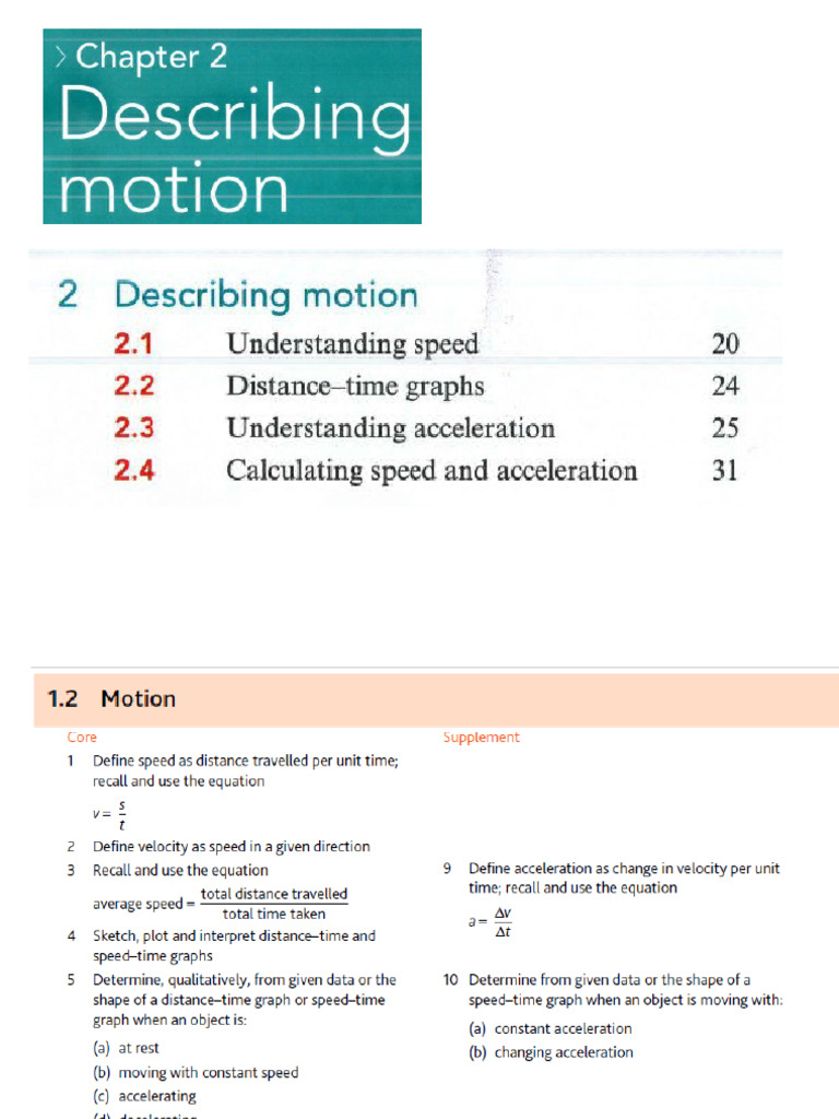 Chapter 2 Describing Motion | PDF | Drag (Physics) | Acceleration