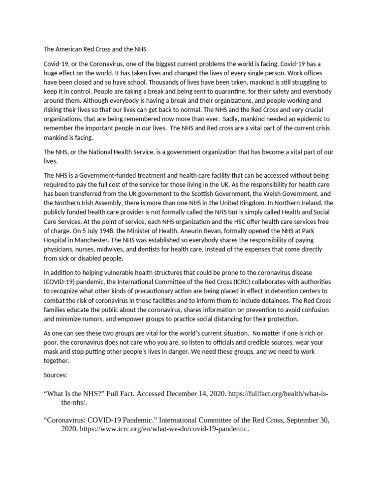 American Red Cross and NHS | PDF | National Health Service | Health ...