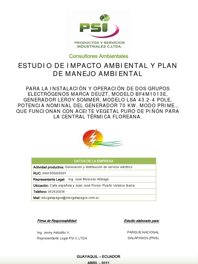 Ejemplo de EIA | PDF | Evaluación de impacto ambiental | Degradación ...