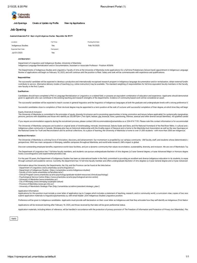 Job Opening: Job Openings Create or Update My Profile View My ...