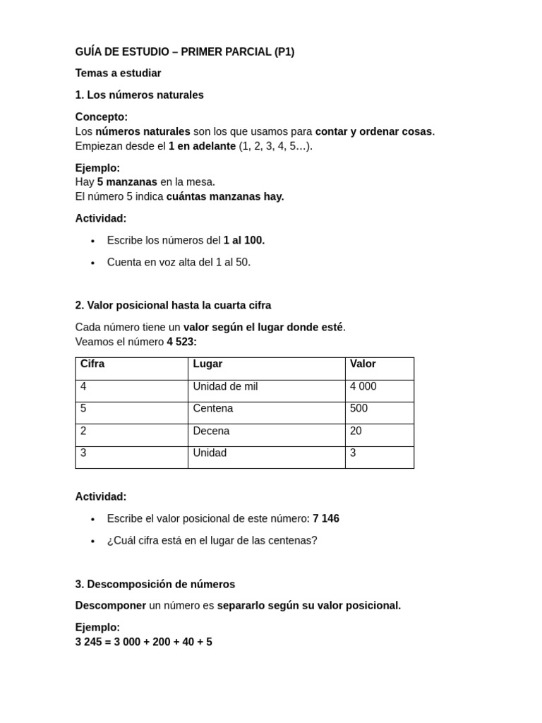 Guía de Estudio: Números y Operaciones | PDF | Notación | Matemáticas