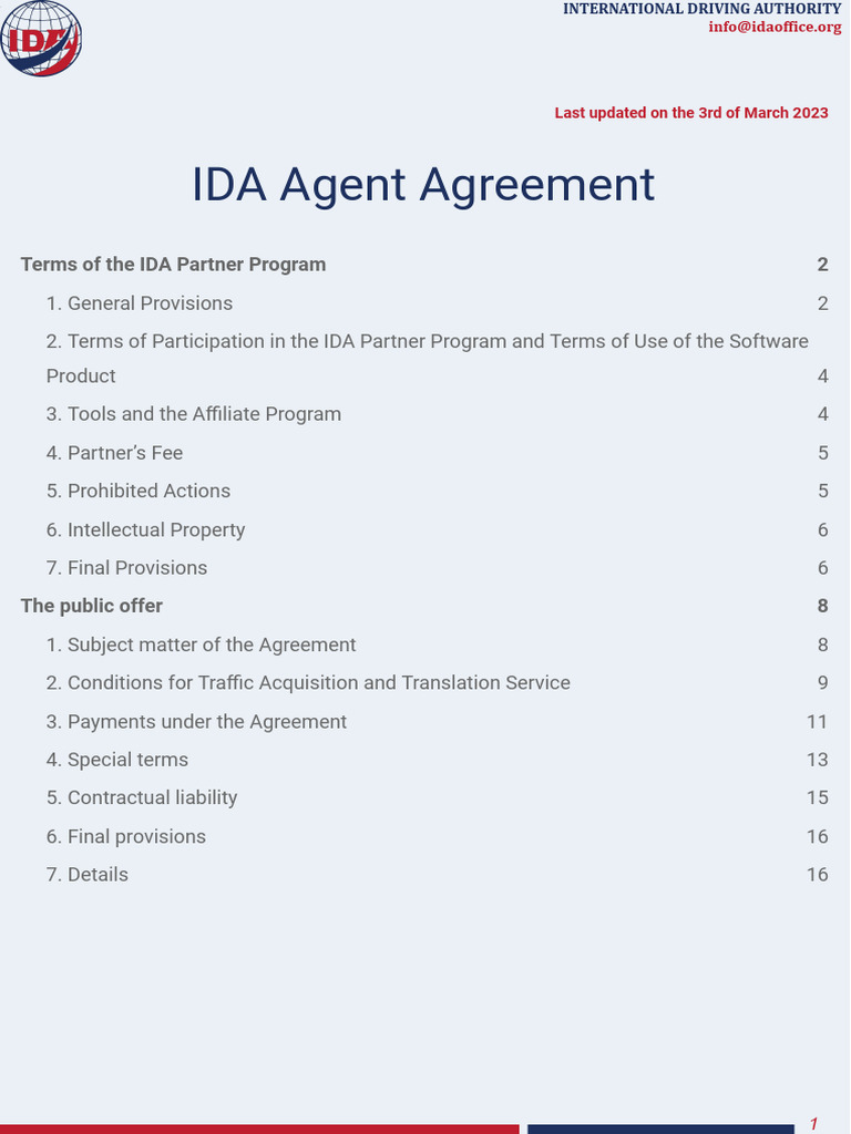 IDA Agent Agreement | PDF | Breach Of Contract | Software