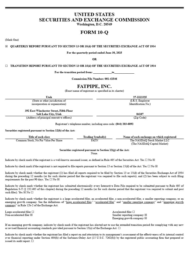 FATN (FatPipe Inc.) General Form for Quarterly Reports Under Section 13 ...