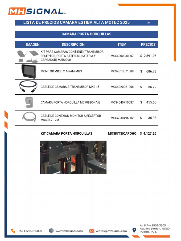 Lista de Precios para Cámaras Estiba 2025 | PDF