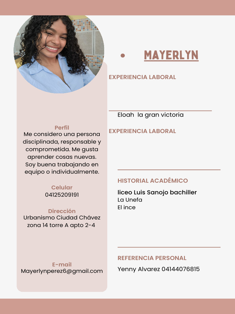 Rosa Foto Sencilla Moderno Currículo Curriculum Vitae | PDF