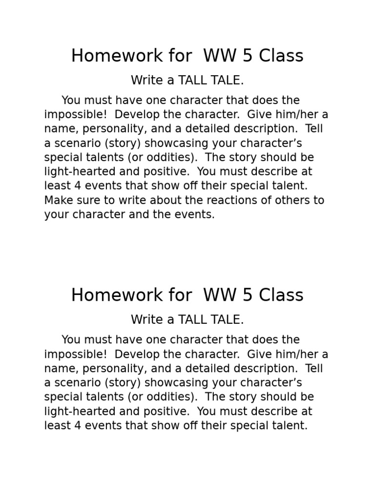 Tall Tale Assignment | PDF