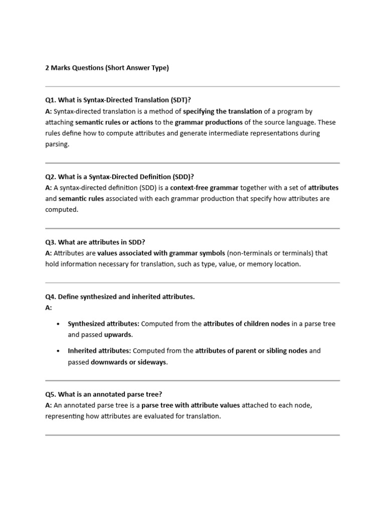 CD MOD 4 QUES | PDF | Parsing | Grammar