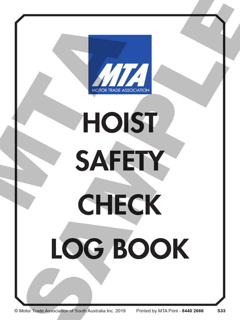 Vehicle Hoist Safety Check Log Book | PDF | Manufactured Goods