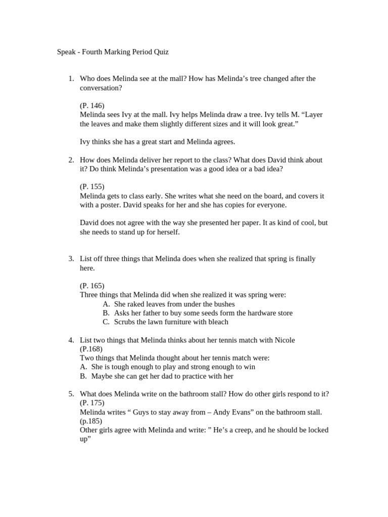 Fourth Marking Quiz Answers | PDF