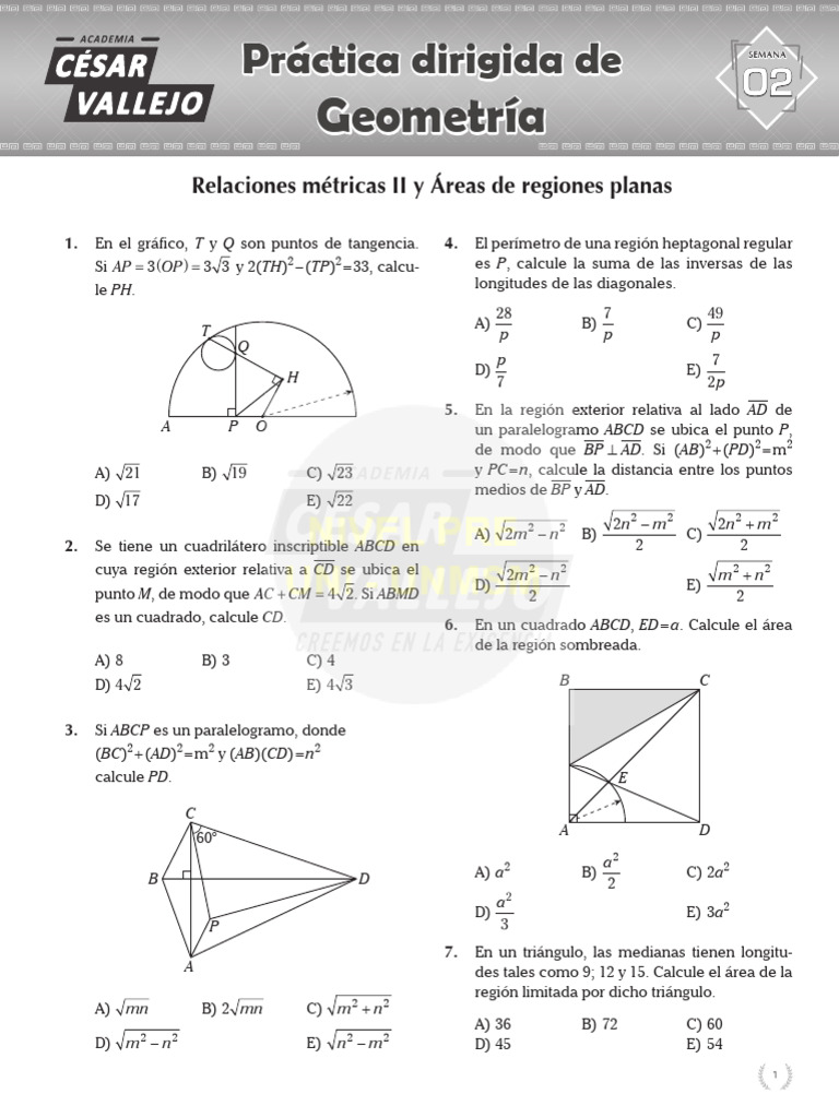 Ejercicios de Geometría Avanzada | PDF | Matemática Elemental | Geometría
