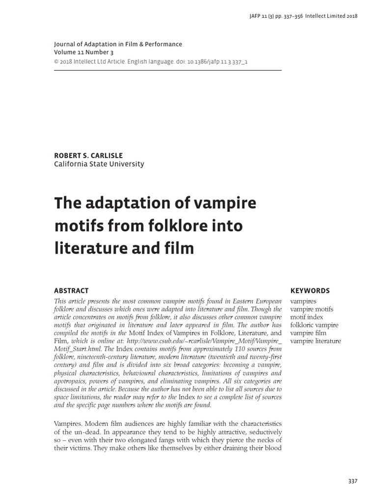 The Adaptation of Vampire Motiffs in Folklore Etc. | PDF | Vampires ...