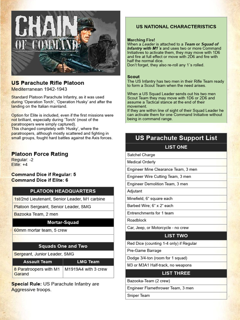 US Parachute Rifle Platoon 1942-43 | PDF | Platoon | M4 Sherman
