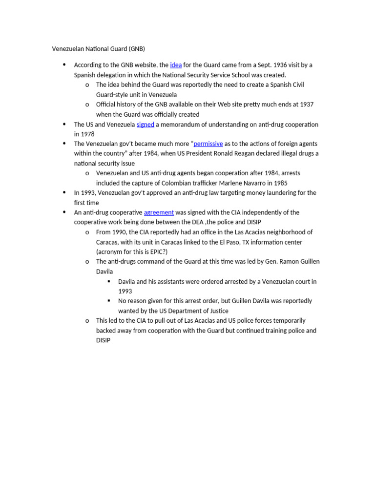 Venezuelan National Guard Background | PDF