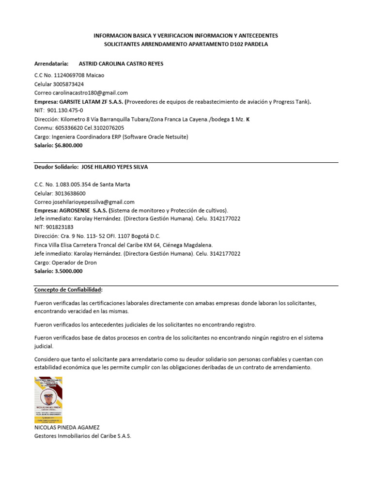 Informacion Basica Solicitantes | PDF