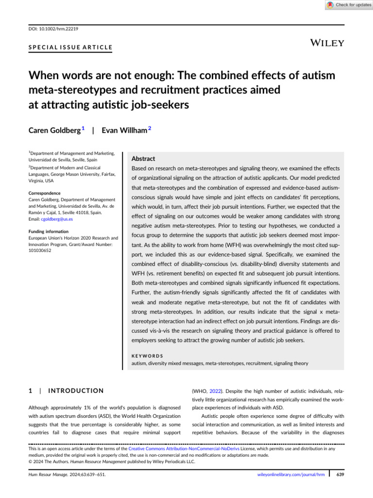 Human Resource Management - 2024 - Goldberg - When Words Are Not Enough ...