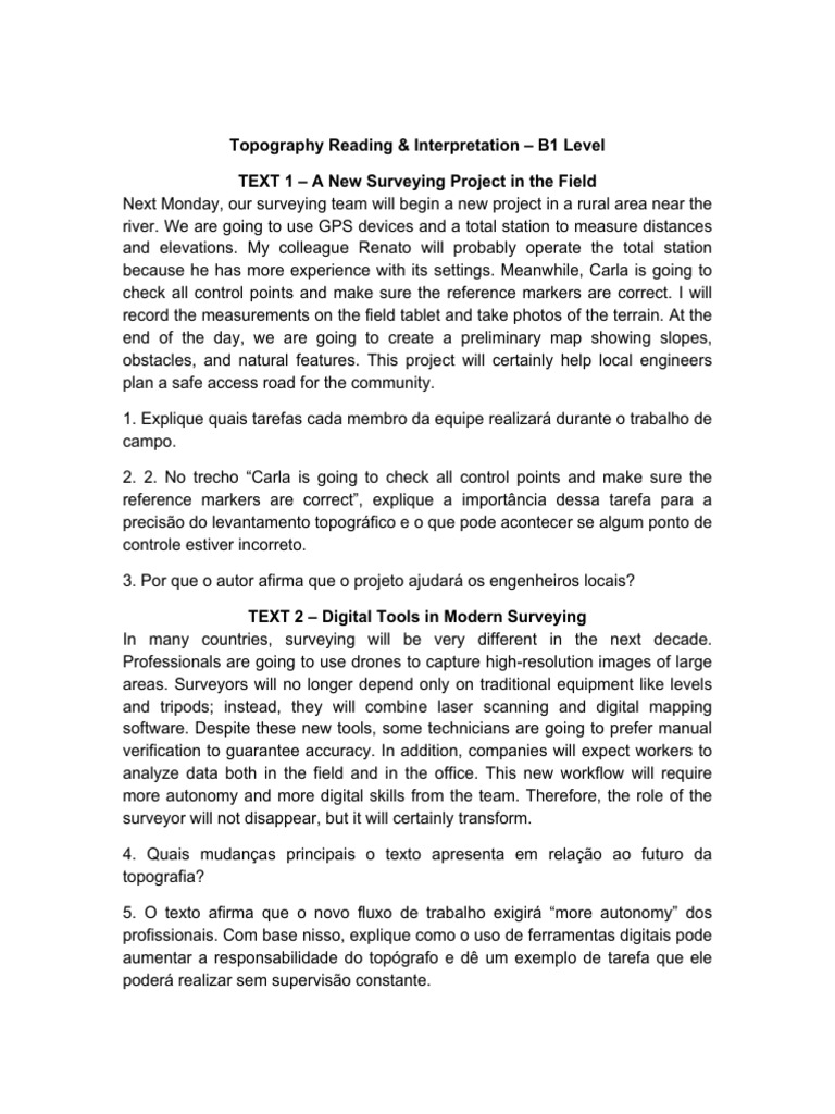 Topography b1 Questions | PDF | Surveying | Topography