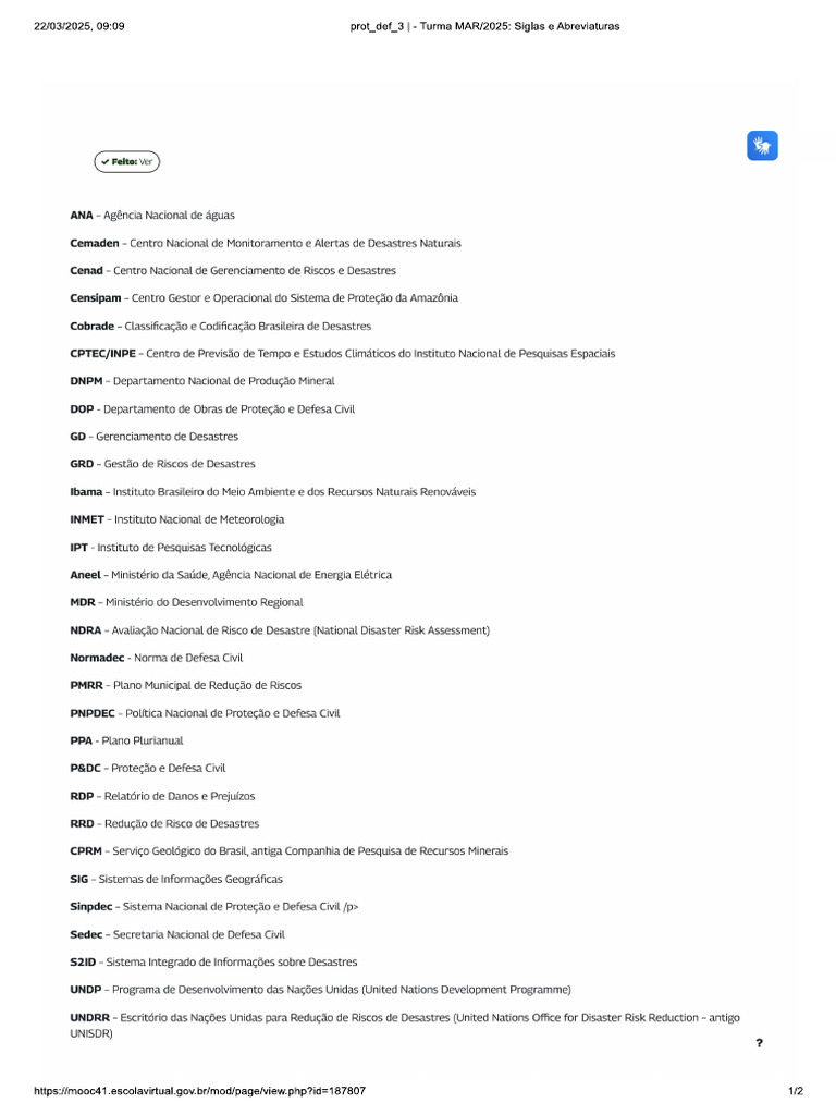 Siglas e Abreviaturas Defesa Civil | PDF