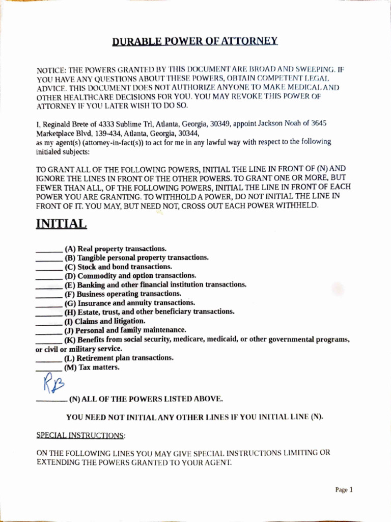 Power of Attorney For Reginald Brete | PDF | Power Of Attorney | Common Law