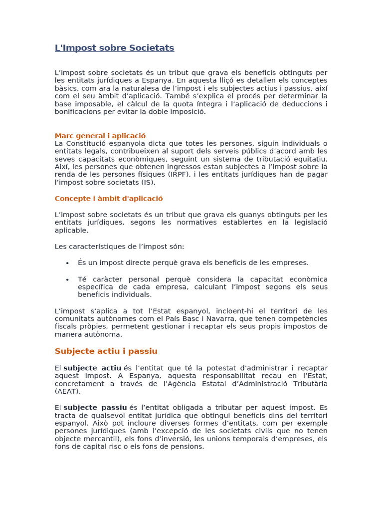 Impost Sobre Societats EAC2-1 | PDF