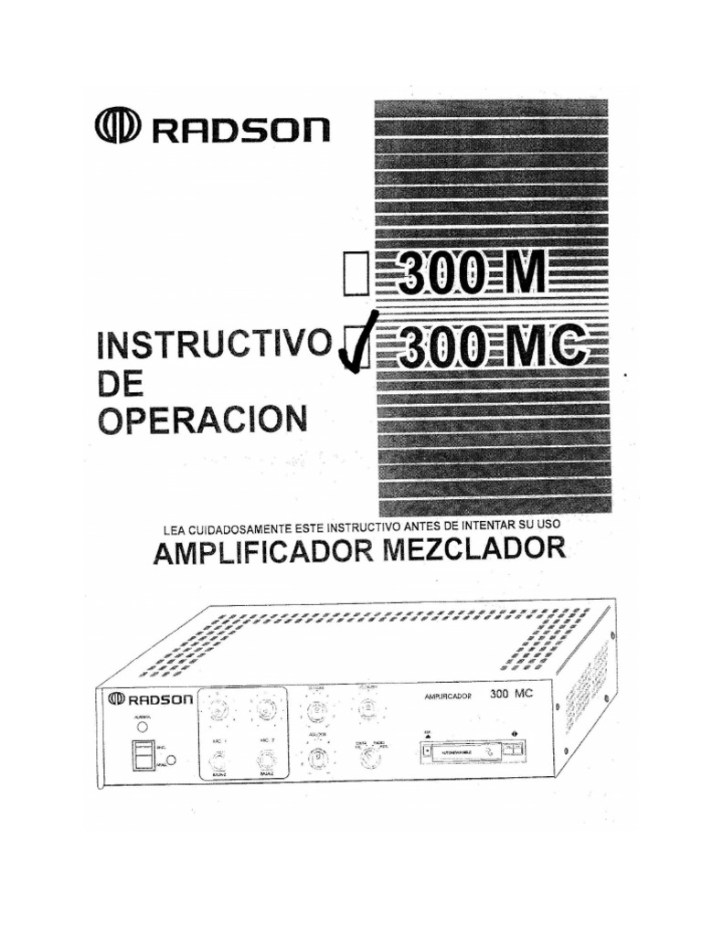Instructivo Amplificador Radson 300 MC | PDF