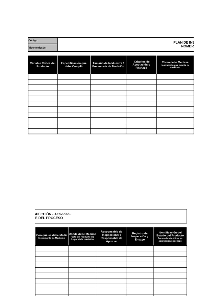 Plan de Inspección de Producto Crítico | PDF