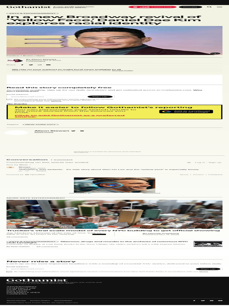 In a New Broadway Revival of 'Yellow Face,' Daniel Dae Kim Explores Racial Identity - Gothamist ...